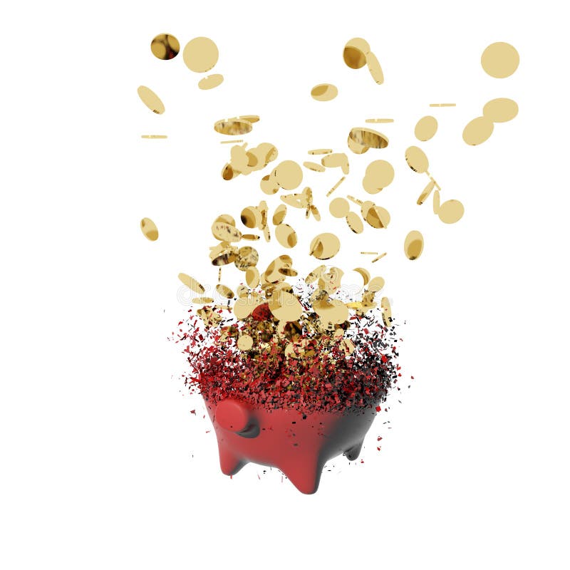 Exploding piggy bank stock illustration. Illustration of debt - 7013331