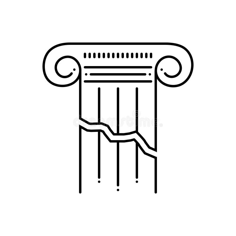 Black Line Icon for Broken Pillar, Pylon and Split Stock Vector ...