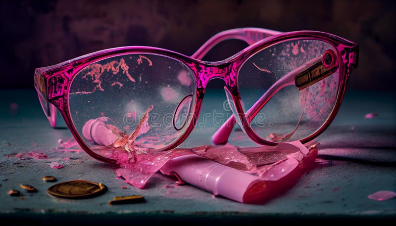 Broken Pink Glasses, Symbol of Stupidity and Disappointment. AI ...