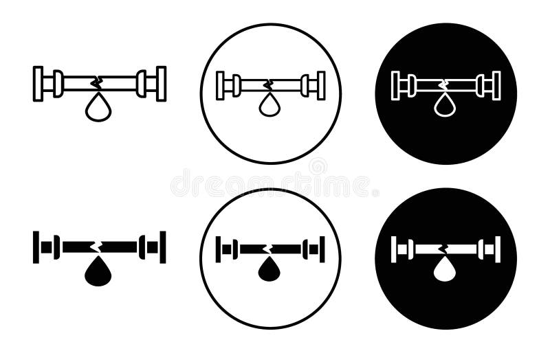 Broken Pipe Flat Line Icon Set. Broken Pipe Thin Line Illustration ...