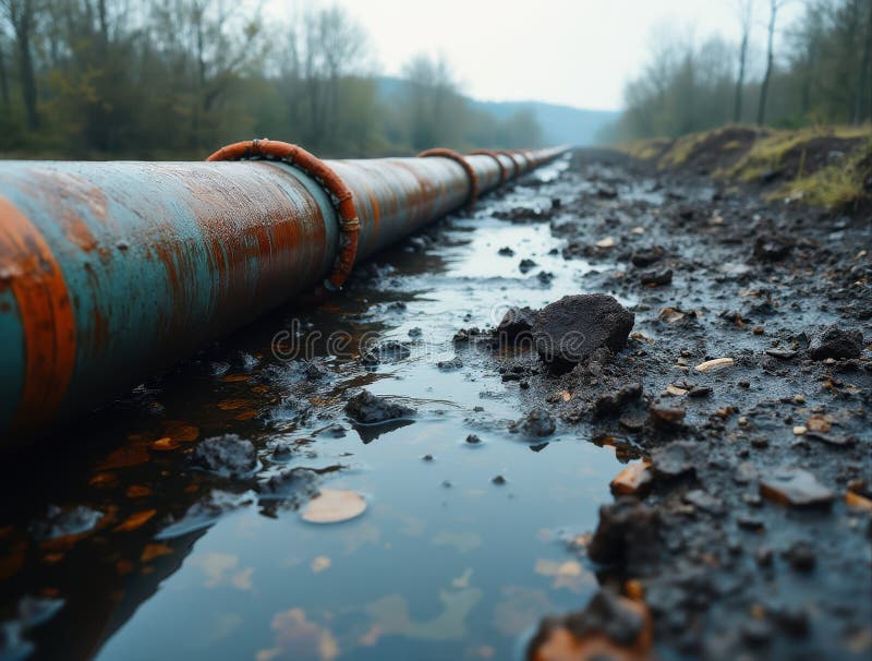 Broken Pipeline Leaking Industrial Waste into the Environment Stock ...