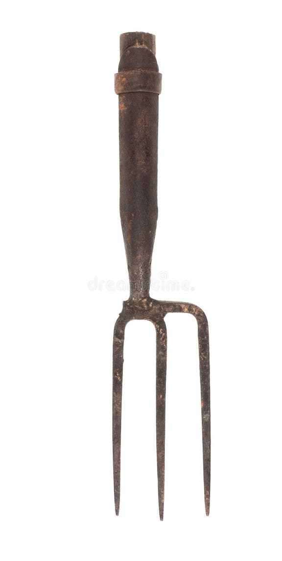 Broken Pitchfork Isolated on White Stock Image - Image of rusty, work ...