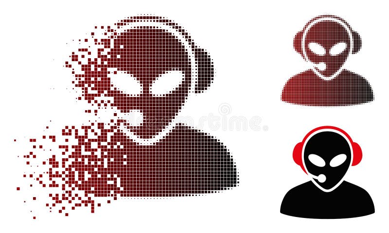 Broken Pixel Halftone Alien Call Center Icon Stock Vector ... Broken Pixel Halftone Alien Call Center Icon Stock Vector ...