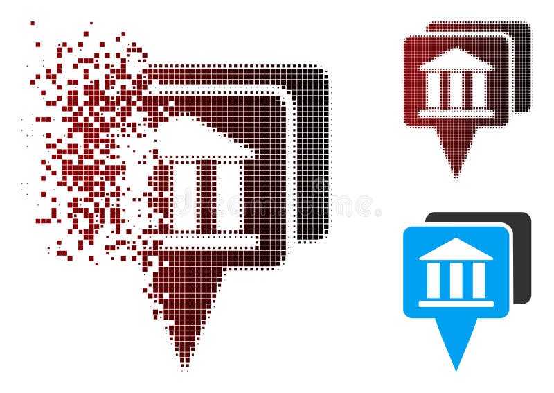 Broken Pixel Halftone Bank Map Pointers Icon Stock Vector ... Broken Pixel Halftone Bank Map Pointers Icon Stock Vector ...