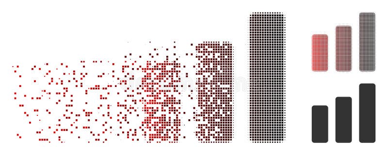 Broken Pixel Halftone Bar Chart Increase Icon Stock Vector ...