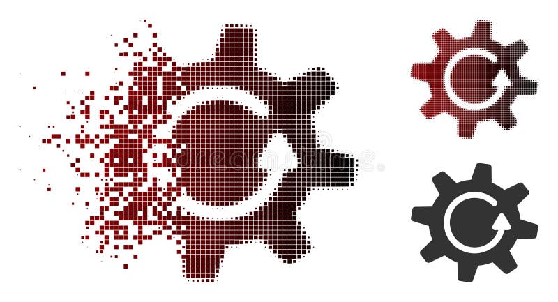 Broken Pixel Halftone Cogwheel Rotation Direction Icon Stock Vector ...