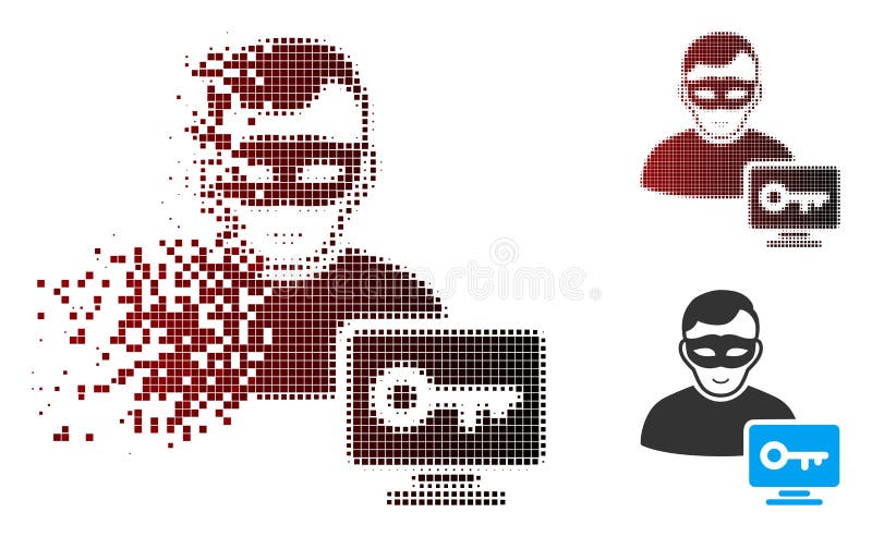 Broken Pixel Halftone Computer Hacker Icon Stock Vector - Illustration ...