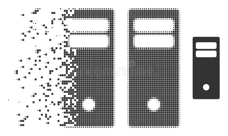 Broken Pixel Halftone Computer Mainframe Icon Stock Vector ...