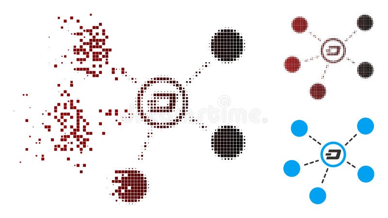 Broken Pixel Halftone Dash Connections Icon Stock Vector - Illustration ...