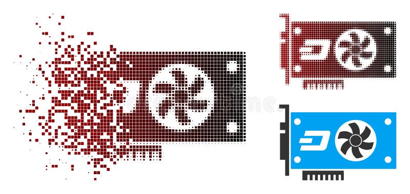 Broken Pixel Halftone Dash Video GPU Card Icon Stock Vector ...