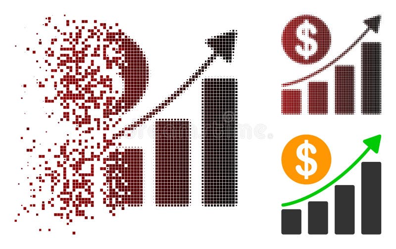 Broken Pixel Halftone Dollar Growth Graph Icon Stock Vector ... Broken Pixel Halftone Dollar Growth Graph Icon Stock Vector ...