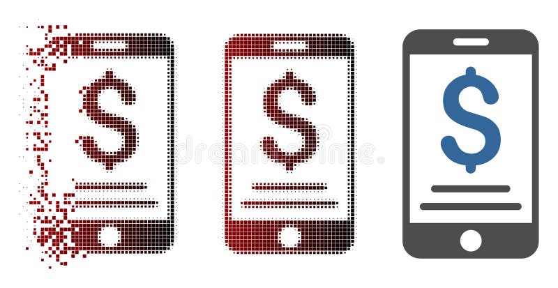 Broken Pixel Halftone Dollar Mobile Payment Icon Stock Vector ...