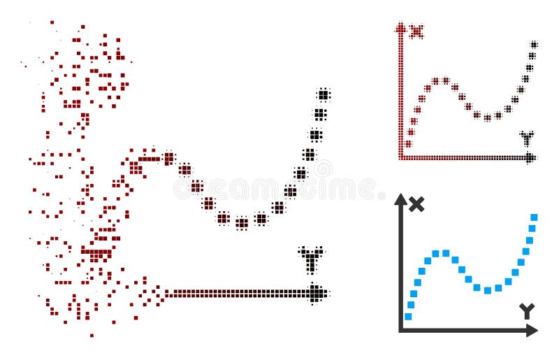 Broken Pixel Halftone Dotted Plot Icon Stock Vector - Illustration of ...