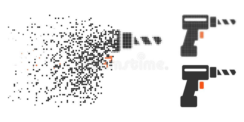 Broken Pixel Halftone Drill Icon Stock Vector - Illustration of ...