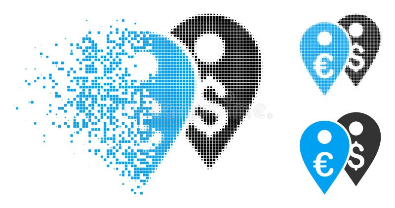 Broken Pixel Halftone Euro and Dollar Map Markers Icon Stock Vector ... Broken Pixel Halftone Euro and Dollar Map Markers Icon Stock Vector ...