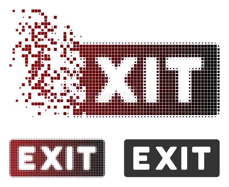 Broken Pixel Halftone Exit Label Icon Stock Vector - Illustration of ...