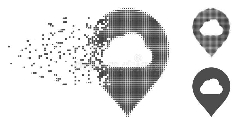 Broken Pixel Halftone Fog Cloud Marker Icon Stock Vector - Illustration ...