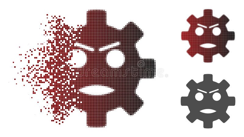 Broken Pixel Halftone Gear Angry Smiley Icon Stock Vector ... Broken Pixel Halftone Gear Angry Smiley Icon Stock Vector ...