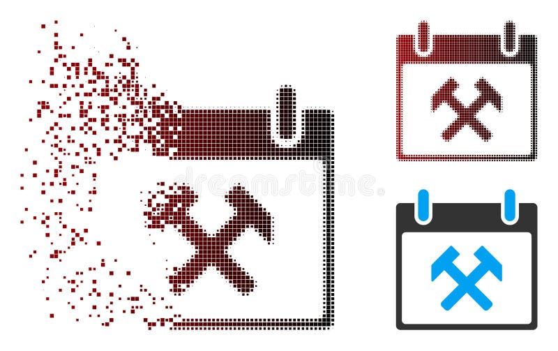 Broken Pixel Halftone Hammers Calendar Day Icon Stock Vector ... Broken Pixel Halftone Hammers Calendar Day Icon Stock Vector ...