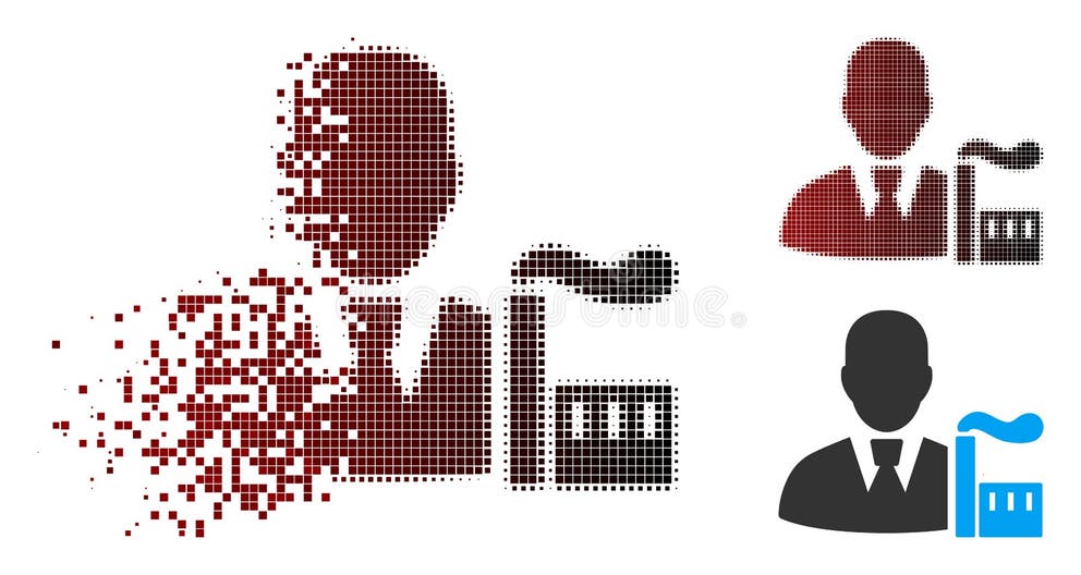 Broken Pixel Halftone Industry Capitalist Icon Stock Vector ...