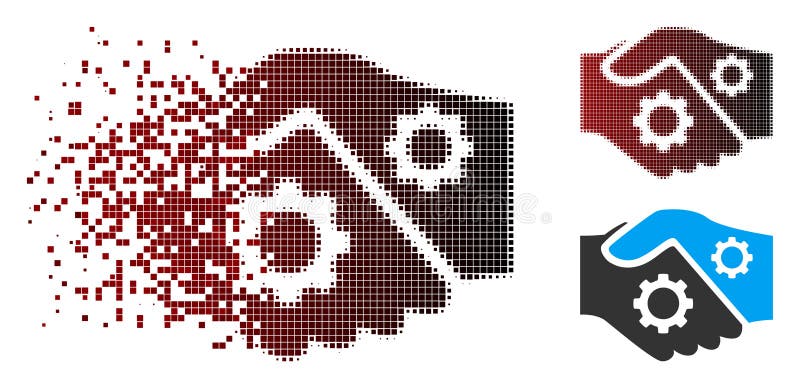 Broken Pixel Halftone Smart Contract Handshake Icon Stock Vector ...