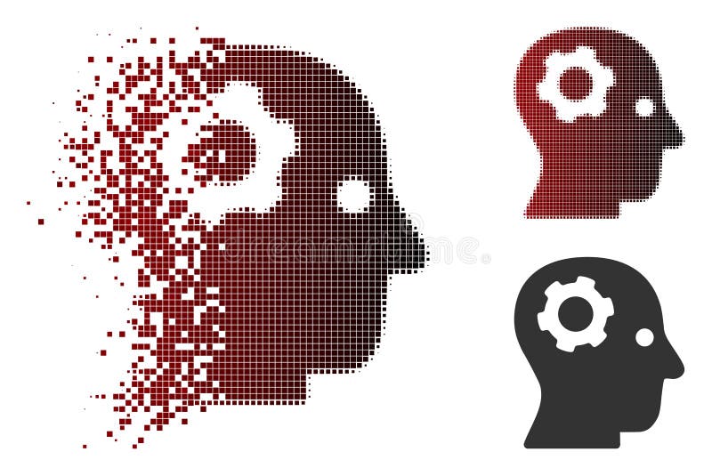 Broken Pixel Halftone Thinking Gear Icon Stock Vector - Illustration of ...