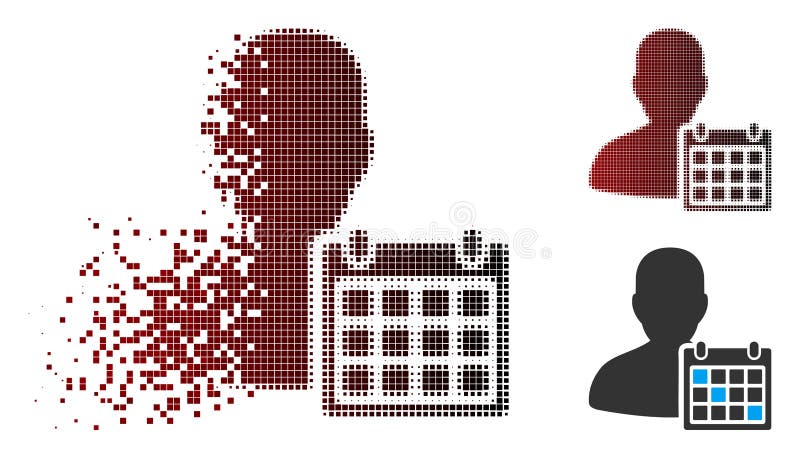 Broken Pixel Halftone User Schedule Icon Stock Vector - Illustration of ...