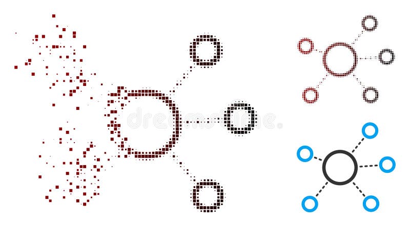 Broken Pixel Halftone Virtual Connections Icon Stock Vector ...