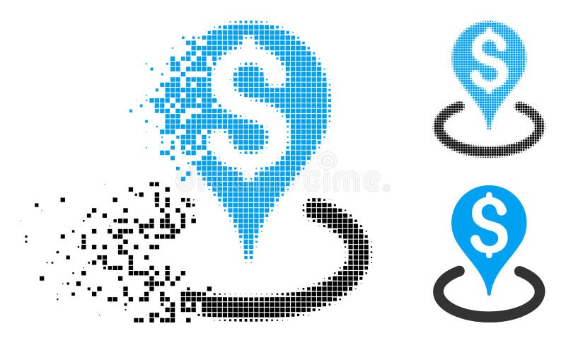 Broken Pixelated Halftone Dollar Map Markers Icon Stock Vector ...