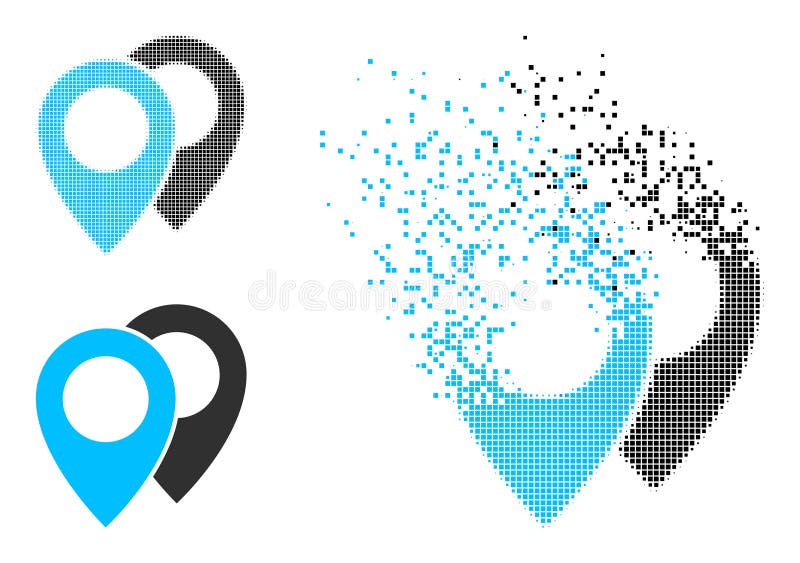 Broken Pixelated and Original Map Markers Icon Stock Vector ...