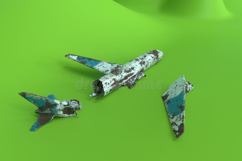 Broken plane. 3d rendering stock illustration. Illustration of aircraft ...