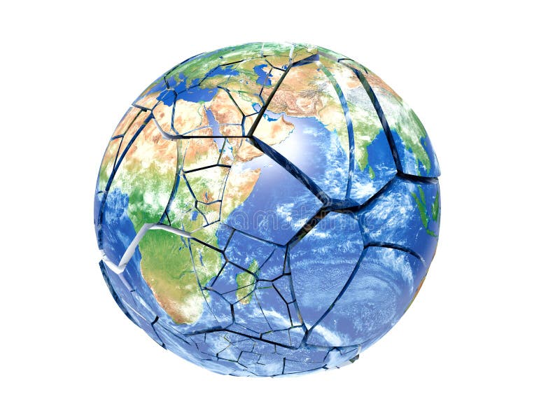 Broken Planet Earth on a White Background Stock Illustration ... Broken Planet Earth on a White Background Stock Illustration ...