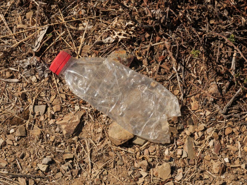 Broken Plastic Bottle on the Ground Stock Photo - Image of background ...