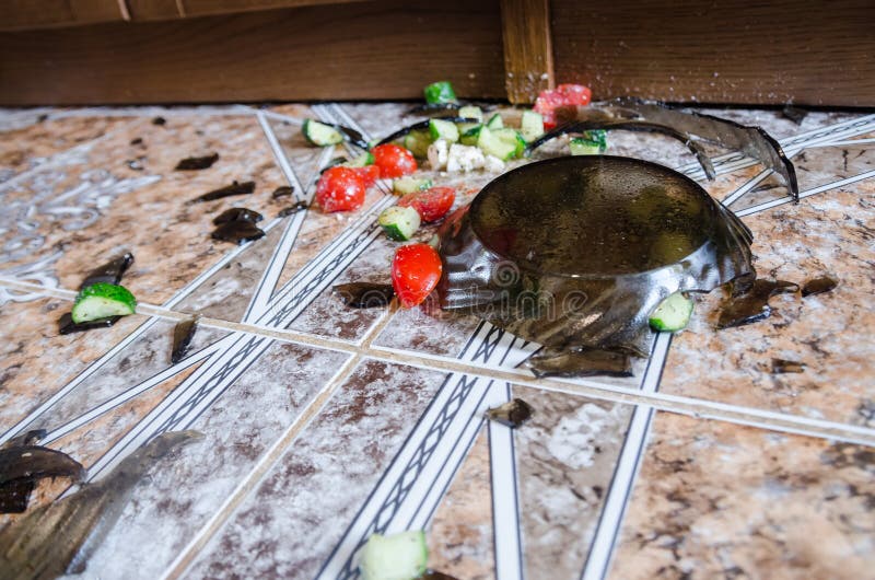 Broken plate on floor stock photo. Image of dish, kitchenware - 160950494