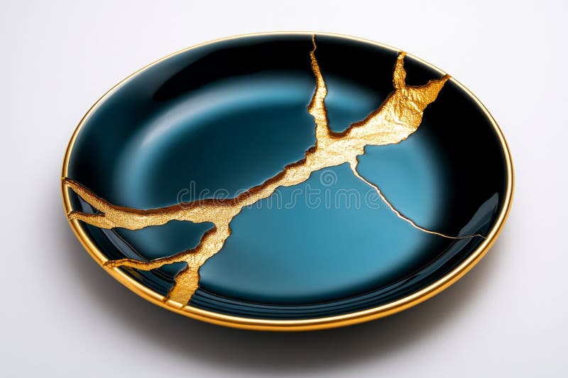 Broken Plate, Kintsugi Technique, Gold-filled Cracks Transforms the ...