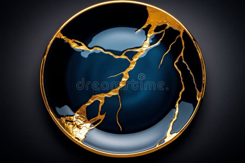 Broken Plate, Kintsugi Technique, Gold-filled Cracks Transforms the ...