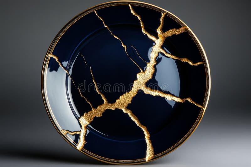 Broken Plate, Kintsugi Technique, Gold-filled Cracks Transforms the ...