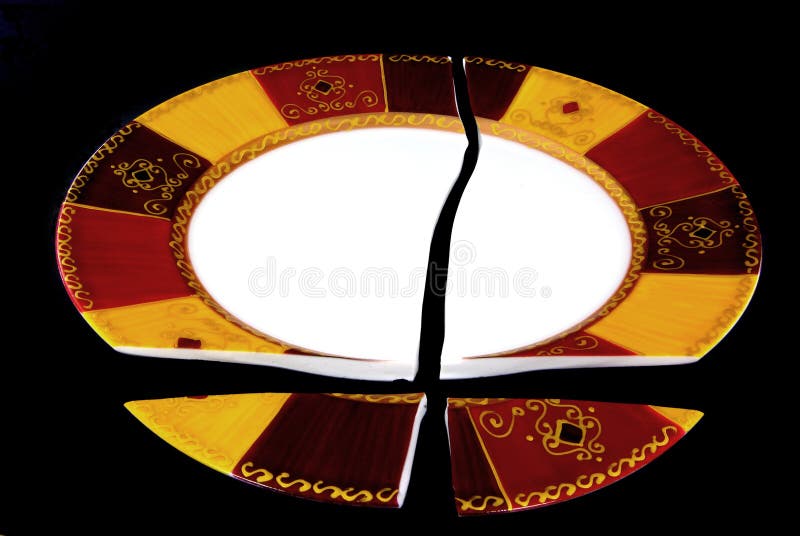 Broken plate over black stock image. Image of accident - 7208549