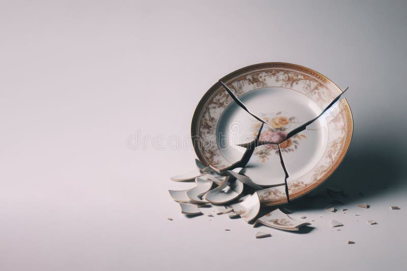 Broken Plate. Place for Text. Stock Illustration - Illustration of fall ...