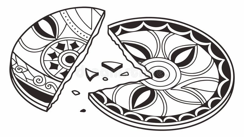Broken Plate Section with Ornate Circular Pattern, Vector Design ...