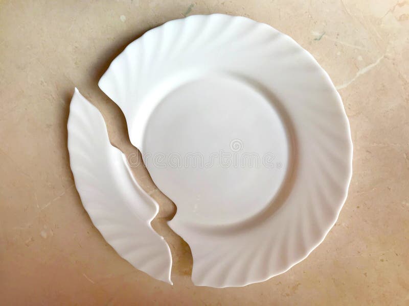 Broken Plate on the Table, on the Floor. Stock Image - Image of dishes ...