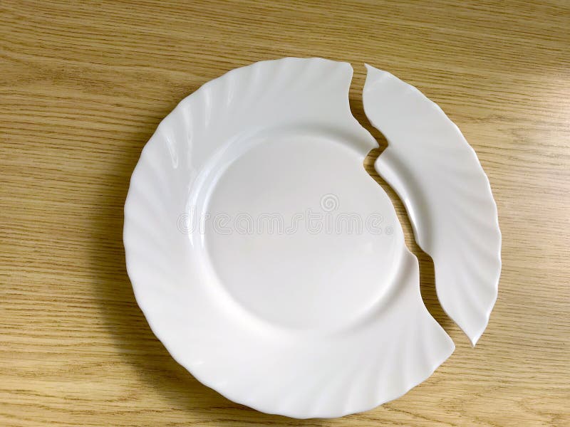 Broken Plate on the Table, on the Floor. Stock Image - Image of dish ...