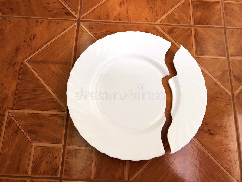 Broken Plate on the Table, on the Floor. Stock Image - Image of broken ...