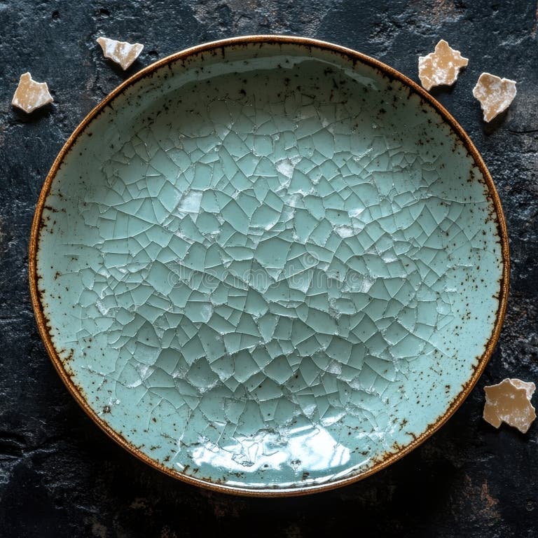 Broken Plate on Table, White Ceramic Pieces, Smashed Crockery Bowl ...