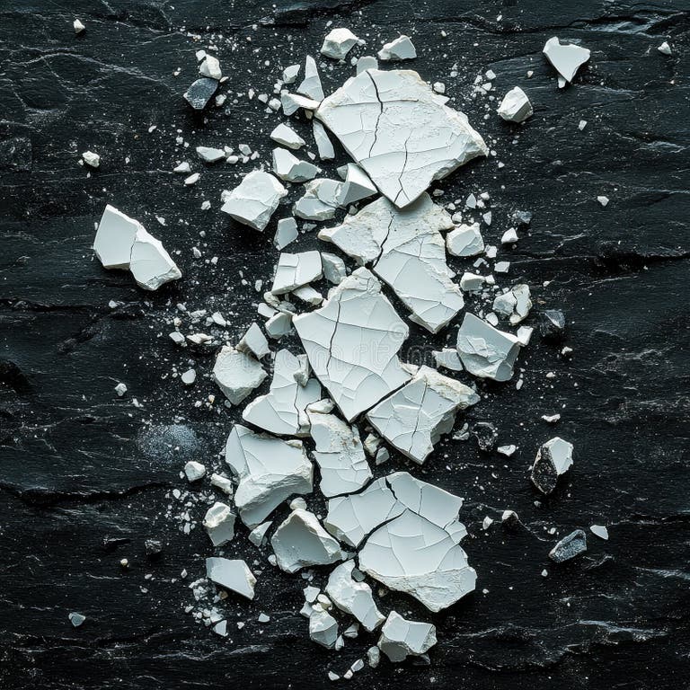 Broken Plate on Table, White Ceramic Pieces, Smashed Crockery Bowl ...