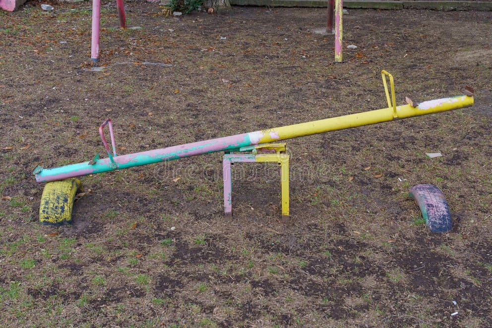 Broken Playground. Background with Selective Focus and Copy Space Stock ...