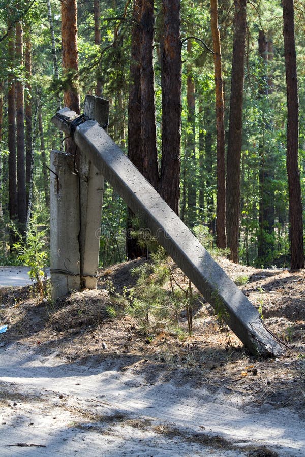 Broken Post on a Forest Road Stock Image - Image of scene, beautiful ...