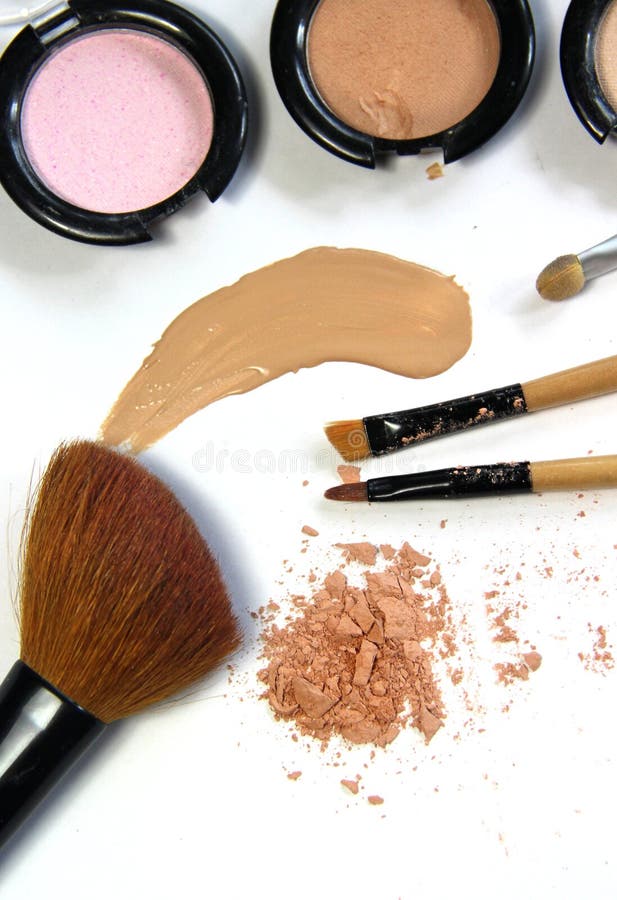 Broken Powder, Foundation and Brushes Stock Photo - Image of ...