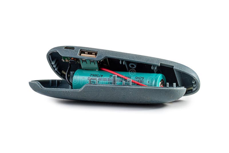 Broken Power Bank Device. Gadget Power Bank Battery Damage Stock Photo ...