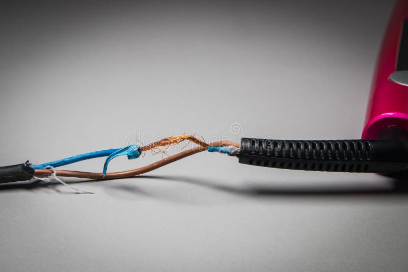 Broken Power Cord for Home Electrical Appliances. Mechanically Damaged ...